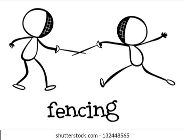 Illustration Stickmen Fencing Stock Vector (Royalty Free) 210364327 ...