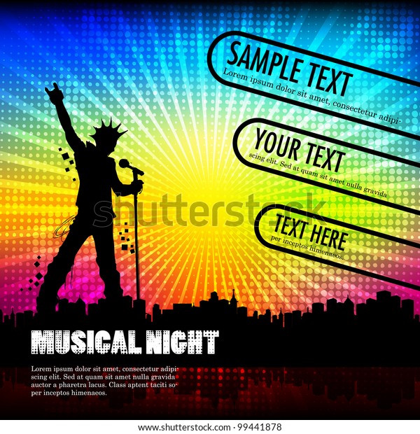 Illustration Singer Performing Mike On Colorful Stock Vector (Royalty ...