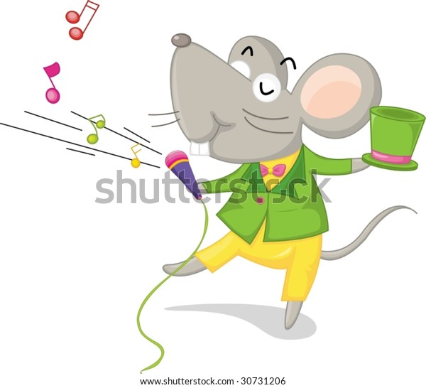 Illustration Singing Mouse On White Stock Vector (Royalty Free ...