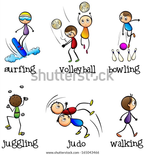 Illustration Six Different Activities On White Stock Vector (Royalty ...