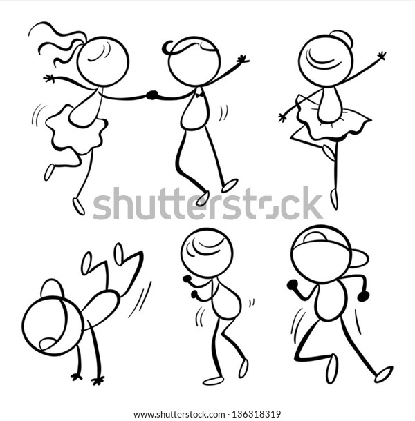Illustration Six Different Kinds Dance Moves Stock Vector (Royalty Free ...