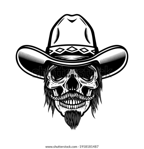 Illustration Skull Cowboy Hat Design Element Stock Vector (Royalty Free ...