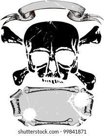 Illustration Skull Scroll Isolated On White Stock Vector (Royalty Free ...