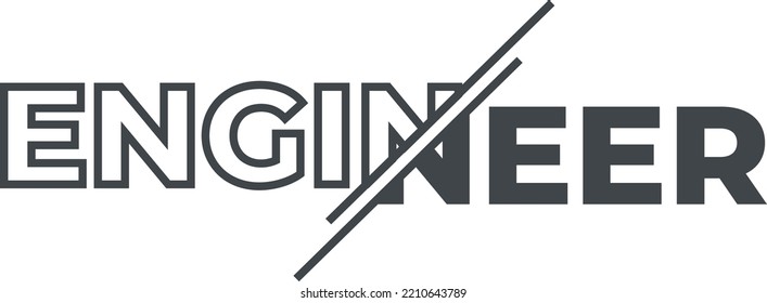 Illustration Sliced Word Typography Engineer Grey Stock Vector (Royalty ...