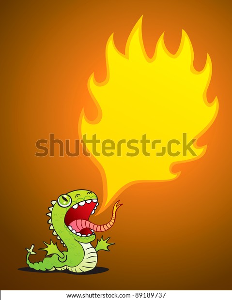 Illustration Small Dragon Spewing Flames Stock Vector (Royalty Free ...