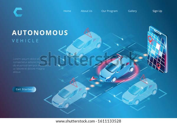 Illustration Smart Car Autonomous Automation System: vector de stock ...