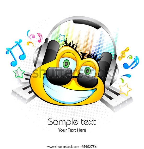 Illustration Smiley Face Musical Element Enjoying Stock Vector (Royalty ...