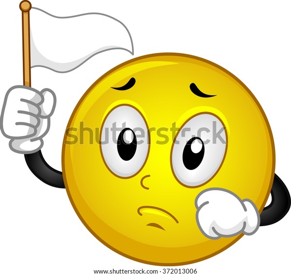 Illustration Smiley Raising White Flag Symbol Stock-vektor (royaltyfri ...