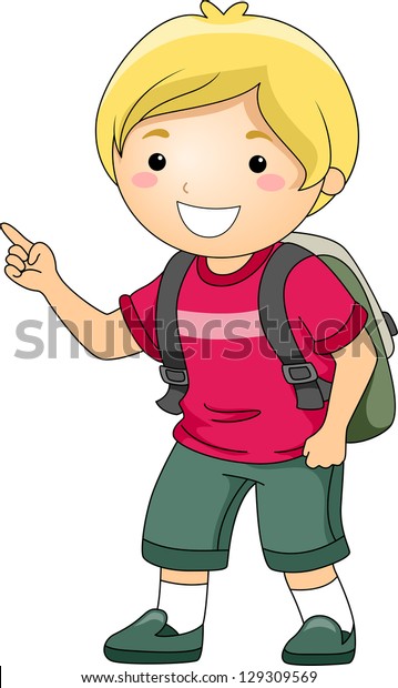 Illustration Smiling Student Boy Pointing His Stock Vector (Royalty ...