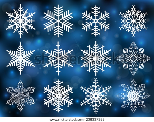 Illustration Snowflakes Various Styles On Fuzzy Stock Vector (Royalty ...