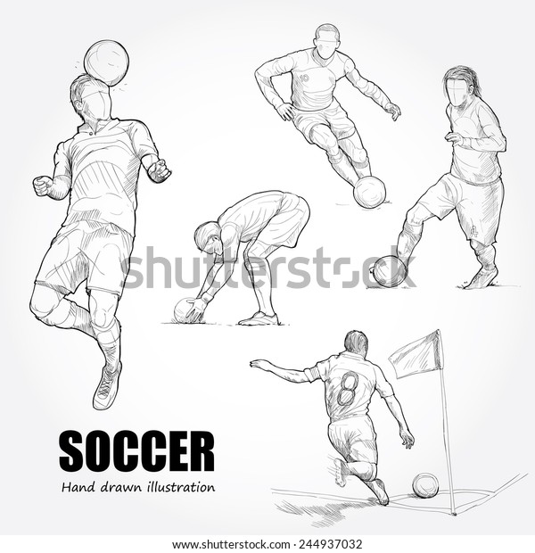 Illustration Soccer Hand Drawn Stock Vector (Royalty Free) 244937032