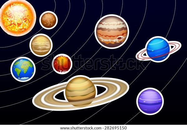 Illustration Solar System Orbit Lines Each Stock Vector (Royalty Free ...
