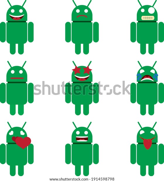 Illustration Some Android Emoji Characters Smiling Stock Vector ...