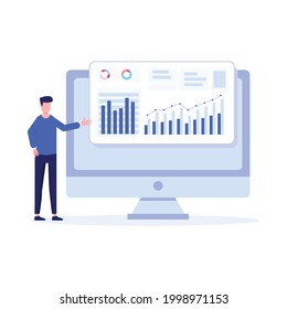 Illustration Someone Showing Graph Report Stock Vector (Royalty Free ...