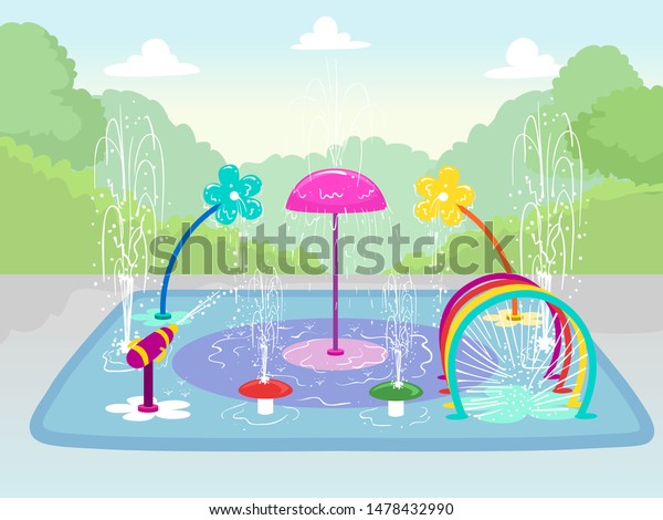 Illustration Splash Pad Park Stock Vector (Royalty Free) 1478432990