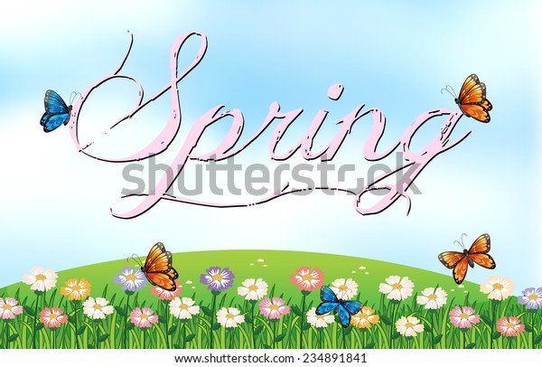 Illustration Spring Season Poster Stock Vector (Royalty Free) 234891841 ...