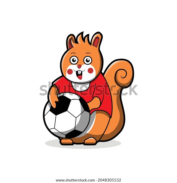 Illustration Squirrel Playing Foot Ball Vector Stock Vector (Royalty ...