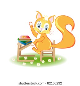 Illustration Squirrels Which Sits Class His Stock Vector (Royalty Free ...
