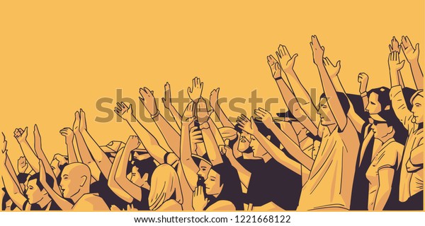 Illustration of stadium crowd cheering