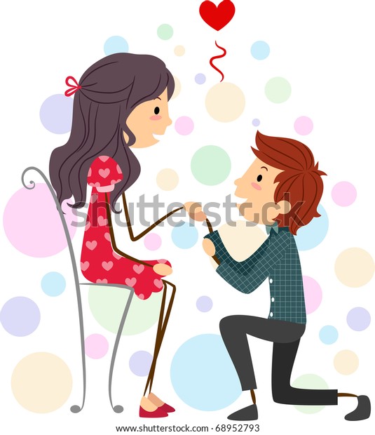 Illustration Stick Figure Guy Proposing His Stock Vector (Royalty Free ...