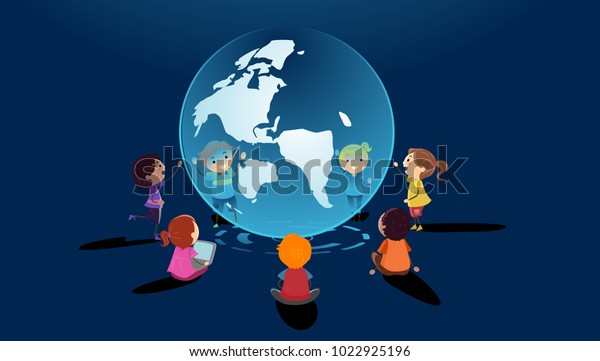 Illustration Stickman Kids Circle Learning Through Stock Vector ...