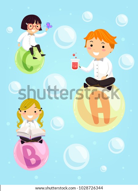 Illustration Stickman Kids Scientists Sitting On Stock Vector (Royalty ...