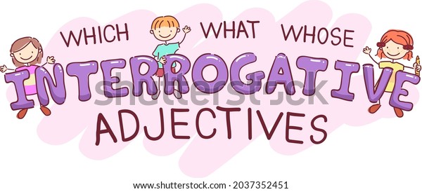 Illustration Stickman Kids Students Interrogative Adjectives Stock ...