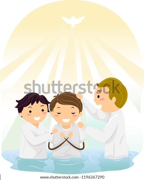 Illustration Stickman Priest Baptizing Man Jordan Stock Vector (Royalty Free) 1196267290 ...