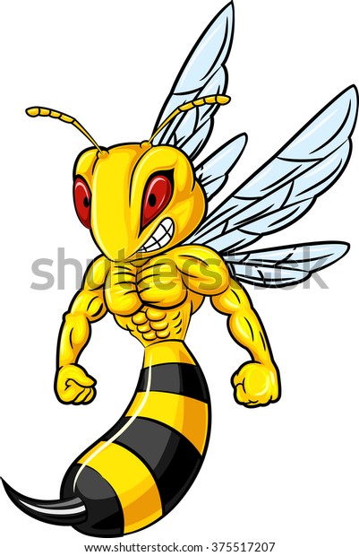 Illustration Strong Bee Mascot Isolated On Stock Vector (Royalty Free ...