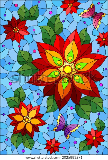 Illustration Style Stained Glass Window Bright Stock Vector (Royalty ...