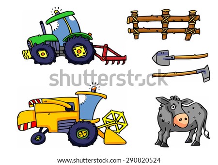 Illustration Styling Tools Farm Tractor Harrow Stock Vector (Royalty ...