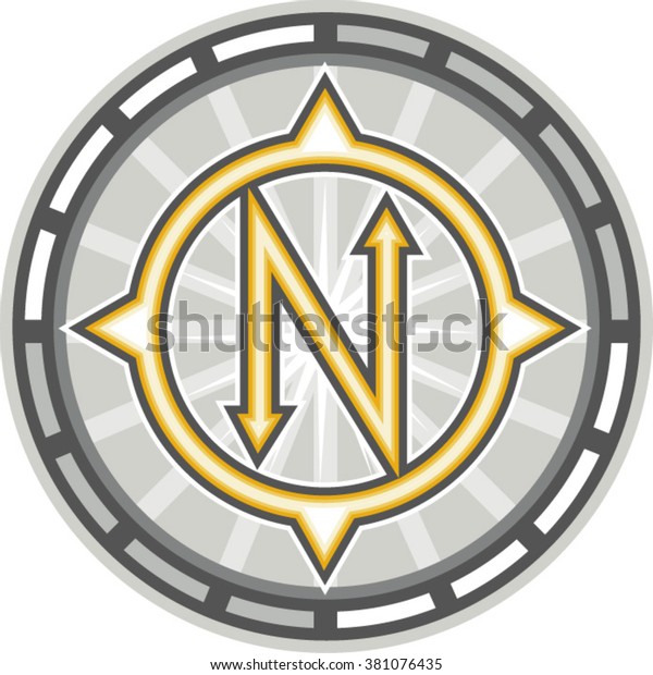 Illustration Stylized True North Compass Letter Stock Vector (Royalty ...
