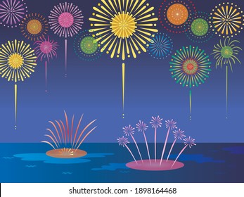 Illustration Summer Fireworks Stock Vector (Royalty Free) 1898164468 ...