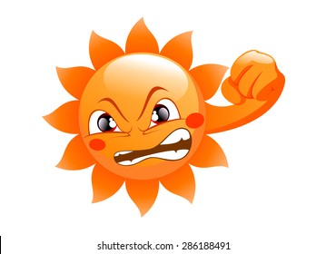 Illustration Sun Evil Sun On White Stock Vector (Royalty Free ...