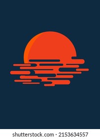 Illustration Sun Sun Sunset Red Sun Stock Vector (Royalty Free ...