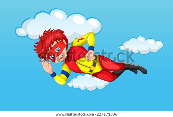 Illustration Superhero Flying Sky Stock Vector (Royalty Free) 227171806 ...