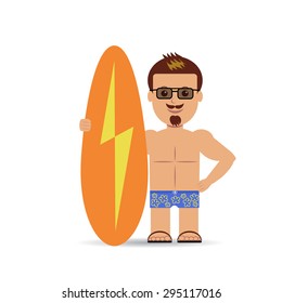 Illustration Surfer On White Background Stock Vector (Royalty Free ...