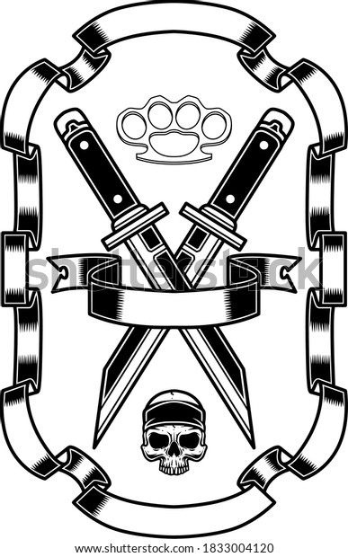 Illustration Sword Badges Knuckle Stock Vector (Royalty Free ...