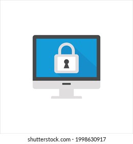 Illustration Symbol Lock Workstation Computer Stock Vector (Royalty ...