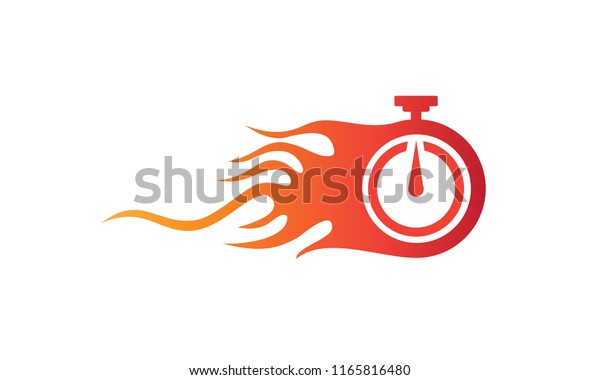 Illustration of the symbol vector of fast service with a flaming clock ...
