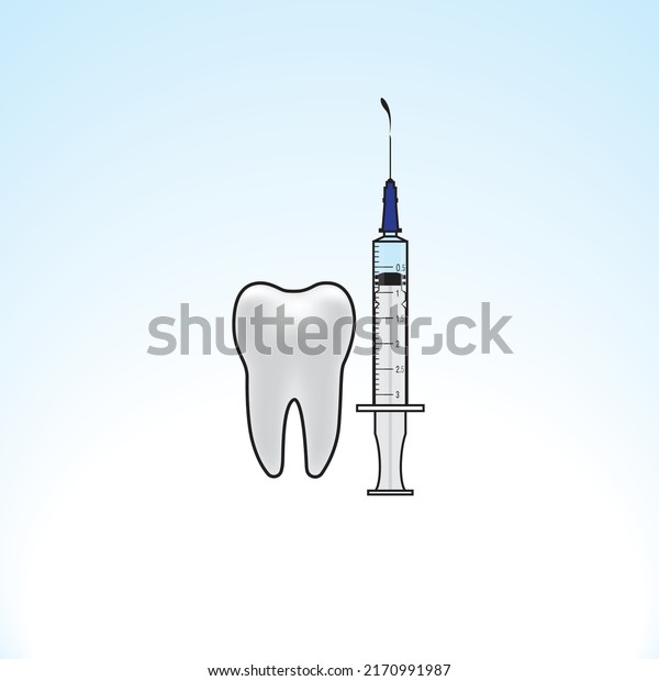 Illustration Syringe Tooth On Light Blue: เวกเตอร์สต็อก (ปลอดค่า ...
