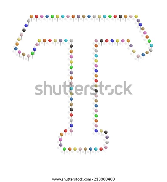 Illustration T Letter Created Pushpin Stock Vector (Royalty Free ...