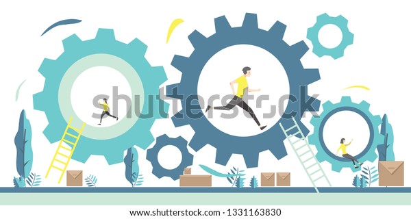Illustration Team Work Gear Blue Vector Stock Vector (Royalty Free ...