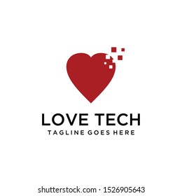 Illustration Technology Heart Sign Vector Logo Stock Vector (Royalty ...