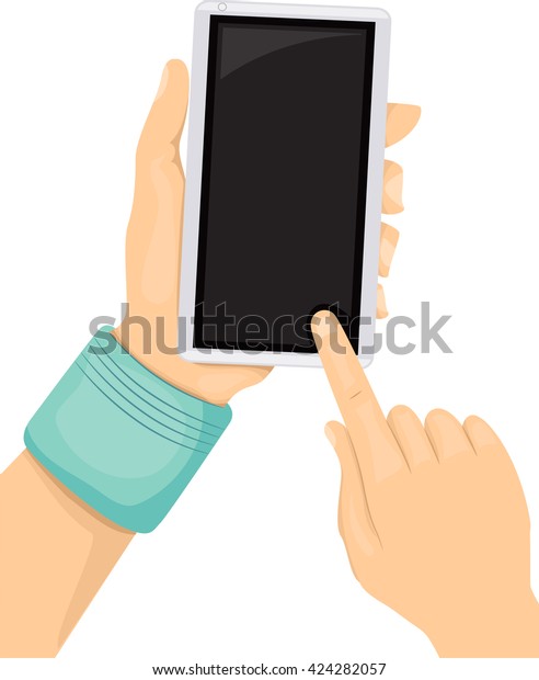 Illustration Teen Using His Mobile Phone Stock Vector (Royalty Free ...