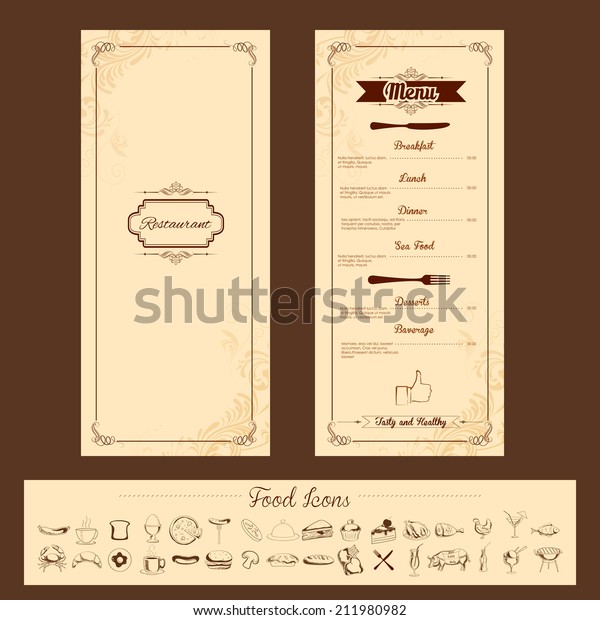 Illustration Template Menu Card Cutlery On Stock Vector (Royalty Free ...