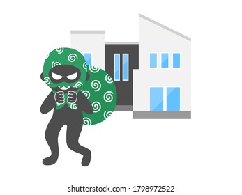 Illustration Thief Breaking Into House Stock Vector (Royalty Free ...