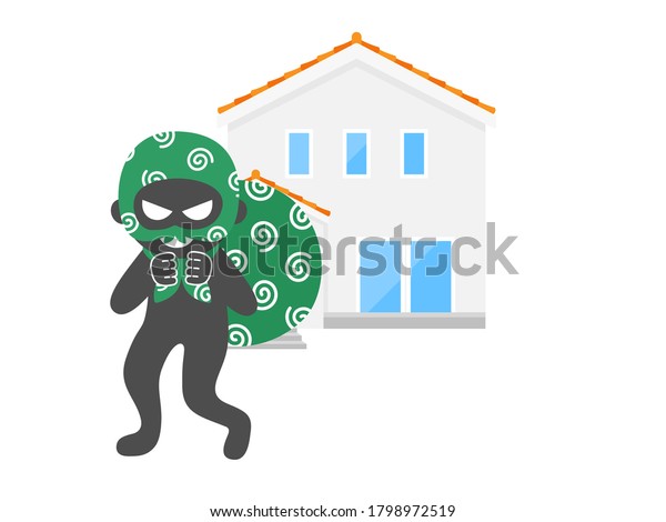 Illustration Thief Breaking Into House Stock Vector (Royalty Free ...