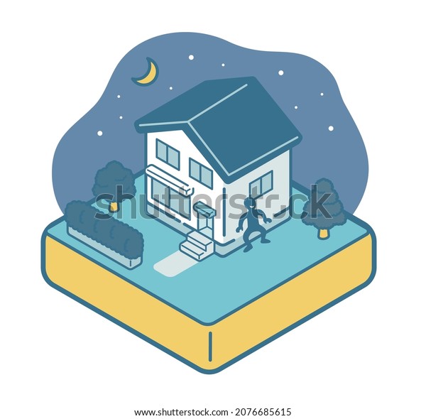 Illustration Thief Invading House Stock Vector (Royalty Free ...