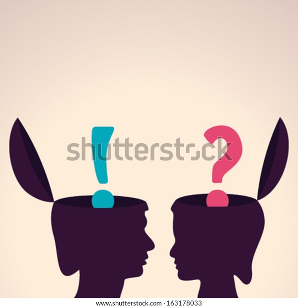 Illustration Thinking Concept Human Head Exclamatory Stock Vector ...